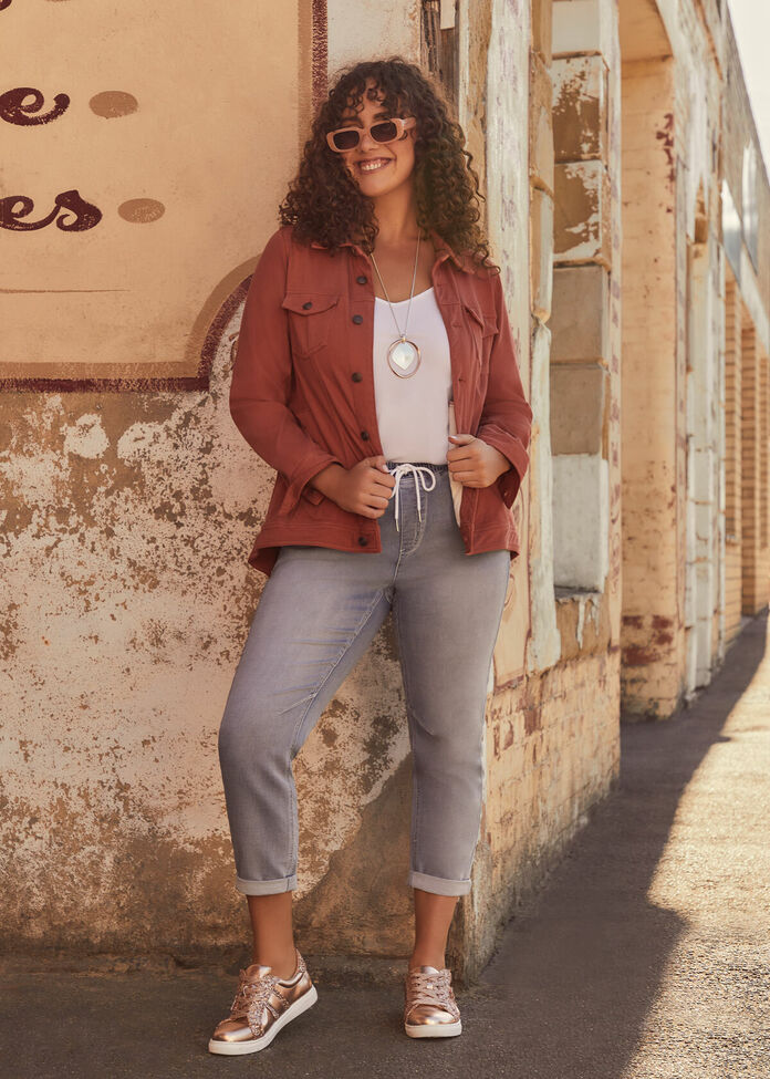 Shop The Best Friend Denim Jacket in Black, Sizes 12-30 | Taking Shape AU