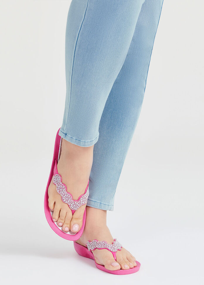 Red Bling Flip-Flop Jelly Sandals for Women | Taking Shape AU