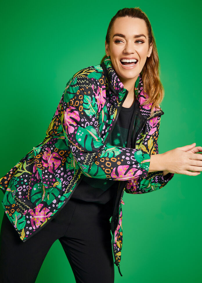 Shop Plus Size Active Tropical Rain Jacket, Multi | Taking Shape AU
