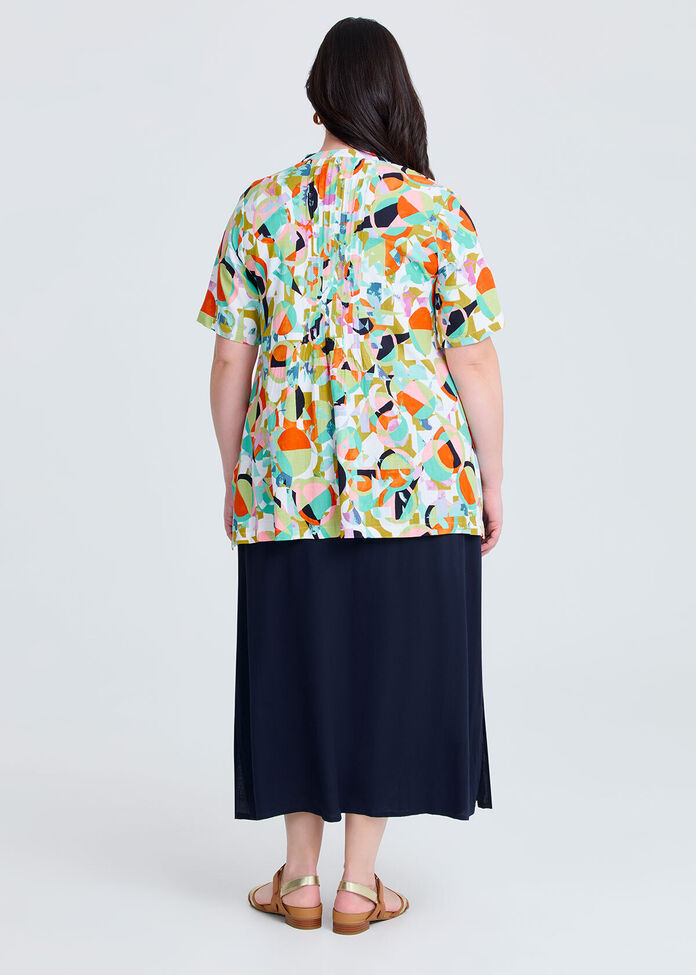 Shop Plus Size Zoe Zip Neck Pintuck Natural Top, Multi | Taking Shape AU