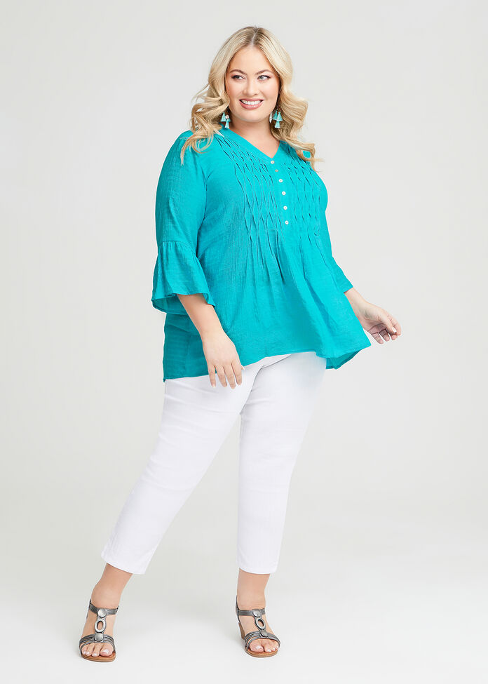 Shop Plus Size Smock Crinkle Check Top in Blue | Taking Shape AU