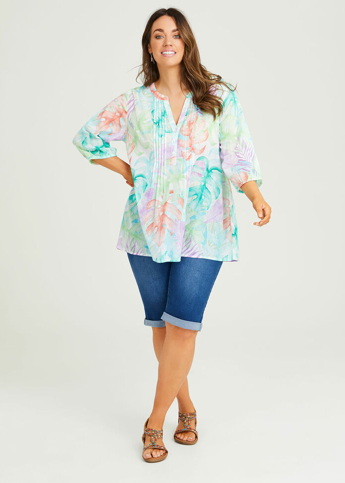 Shop Plus Size Cotton Tropical Leaves Top, Multi | Taking Shape AU