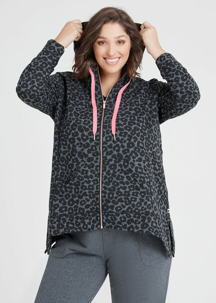 Shop Plus Size Leopard Hooded Jacket, Grey | Taking Shape AU