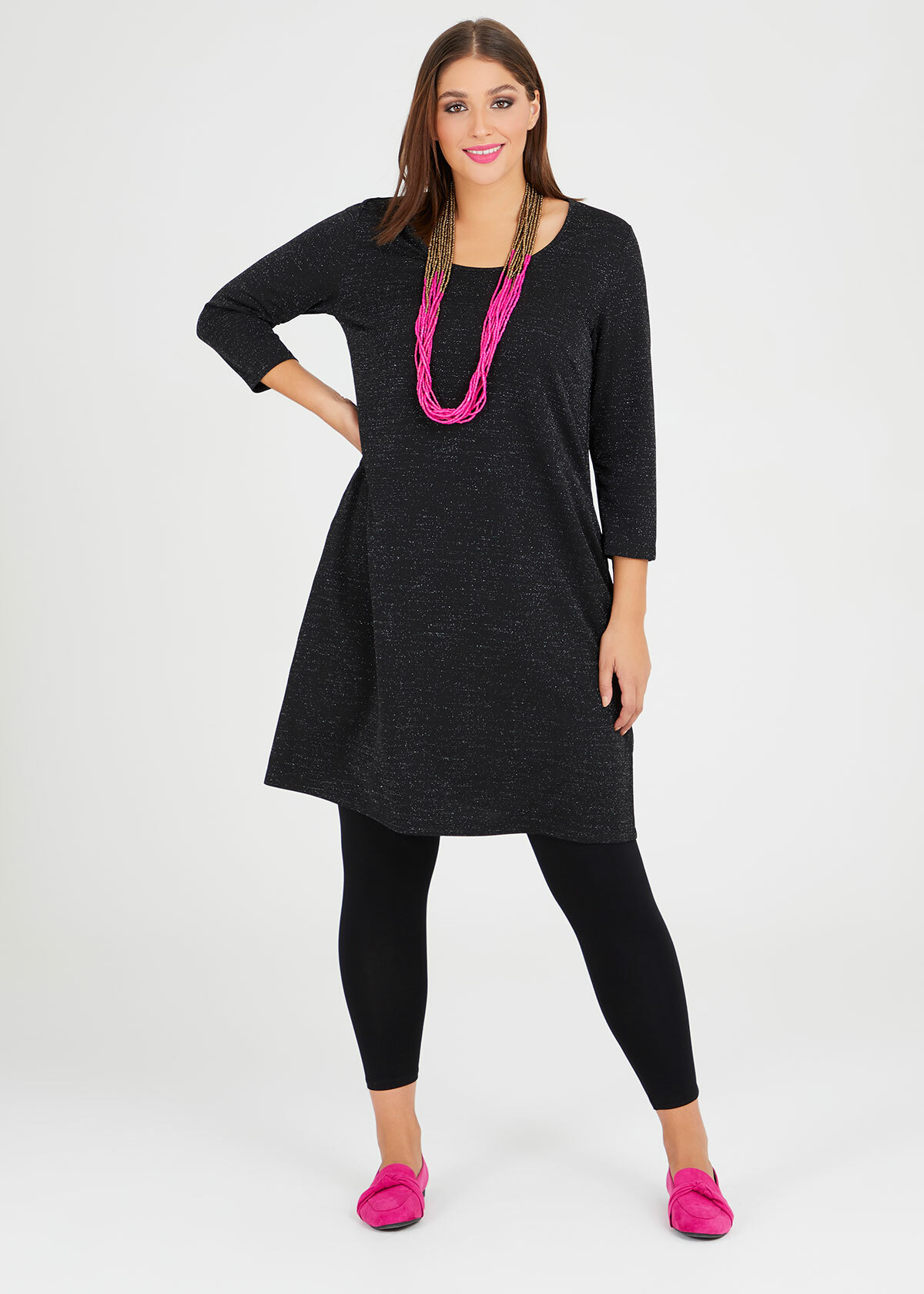 Shop Plus Size Natalie Lurex Dress, Black | Taking Shape AU