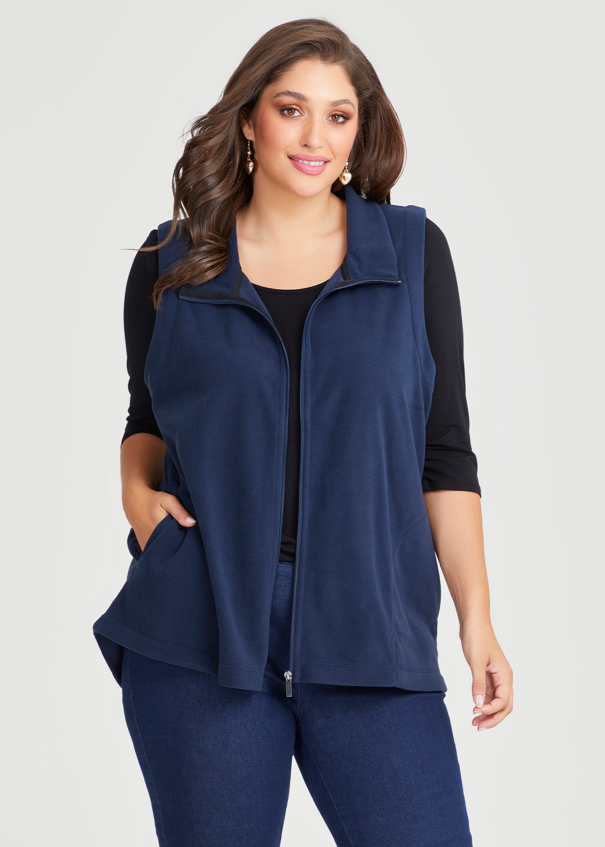 Plus Size Women's Polar Fleece Vest in Navy | Taking Shape AU