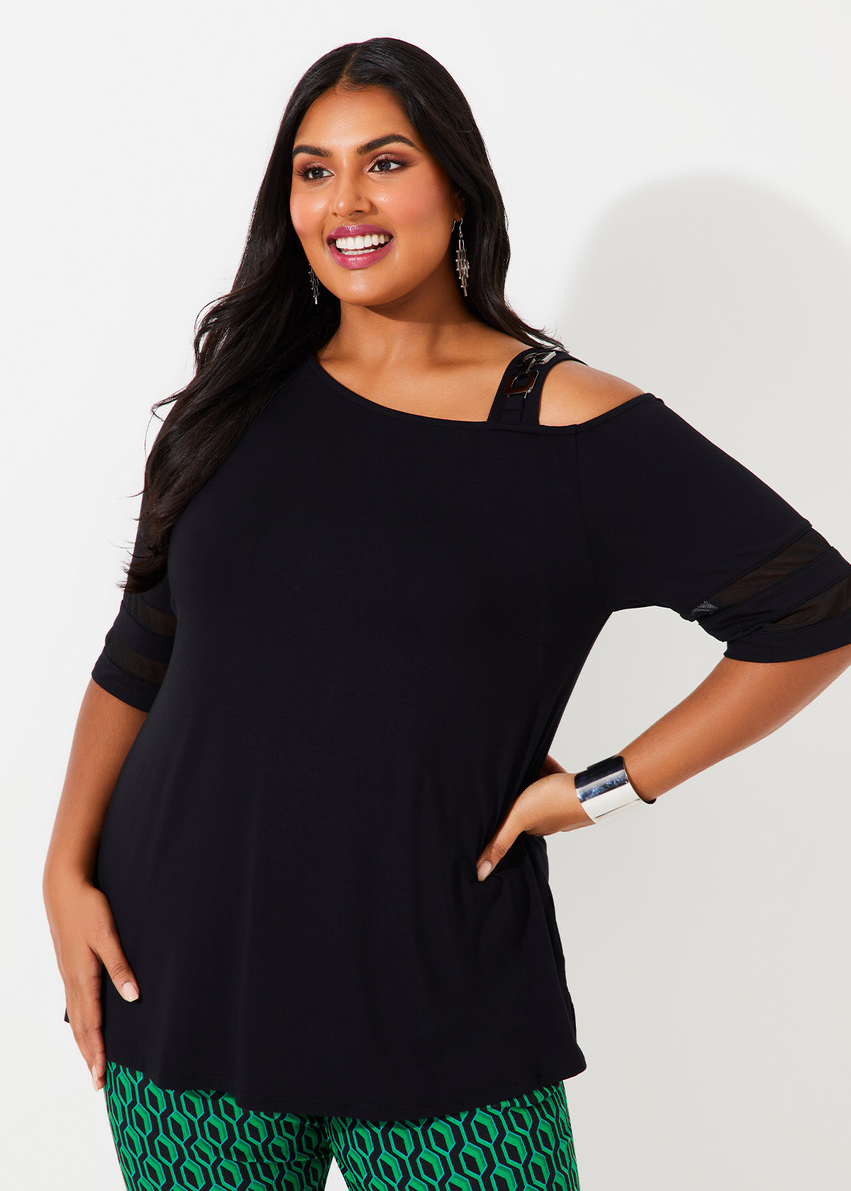 Shop Plus Size Cold Shoulder Bamboo Top, Black | Taking Shape AU