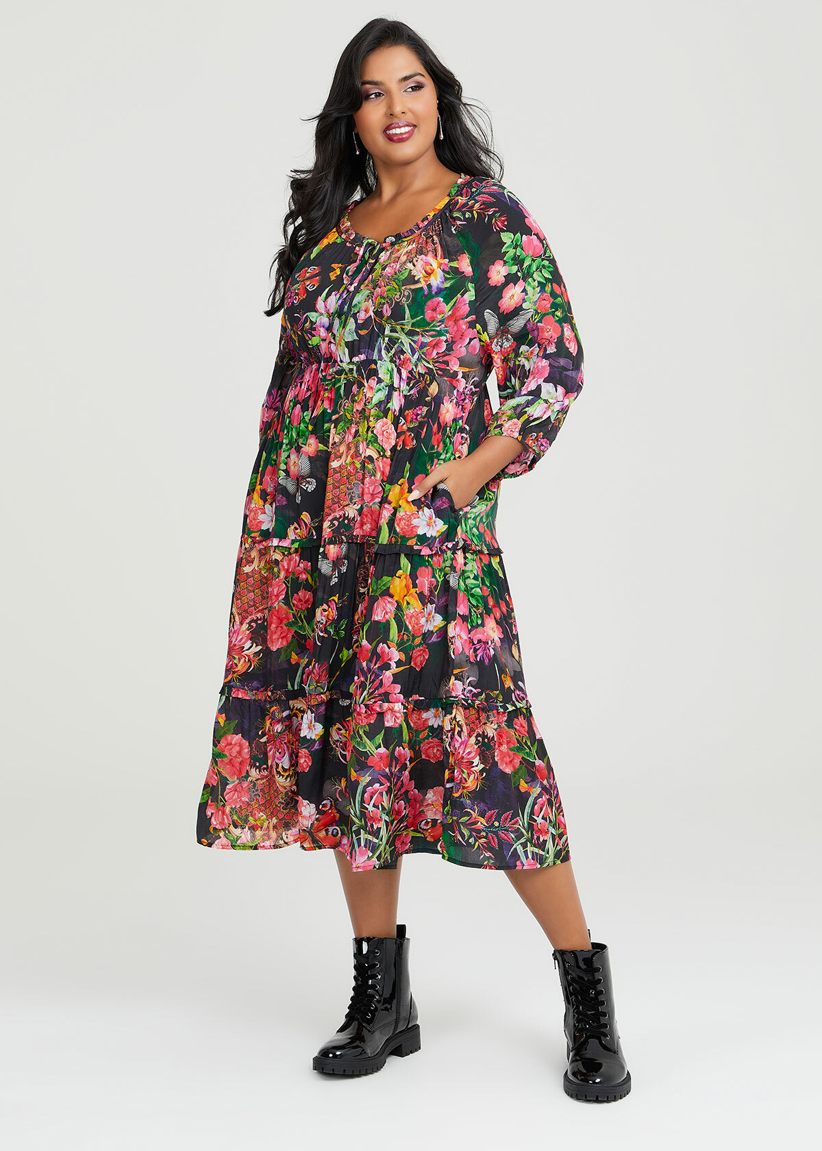 Shop Plus Size Natural Floral Paisley Dress In Multi Taking Shape Au