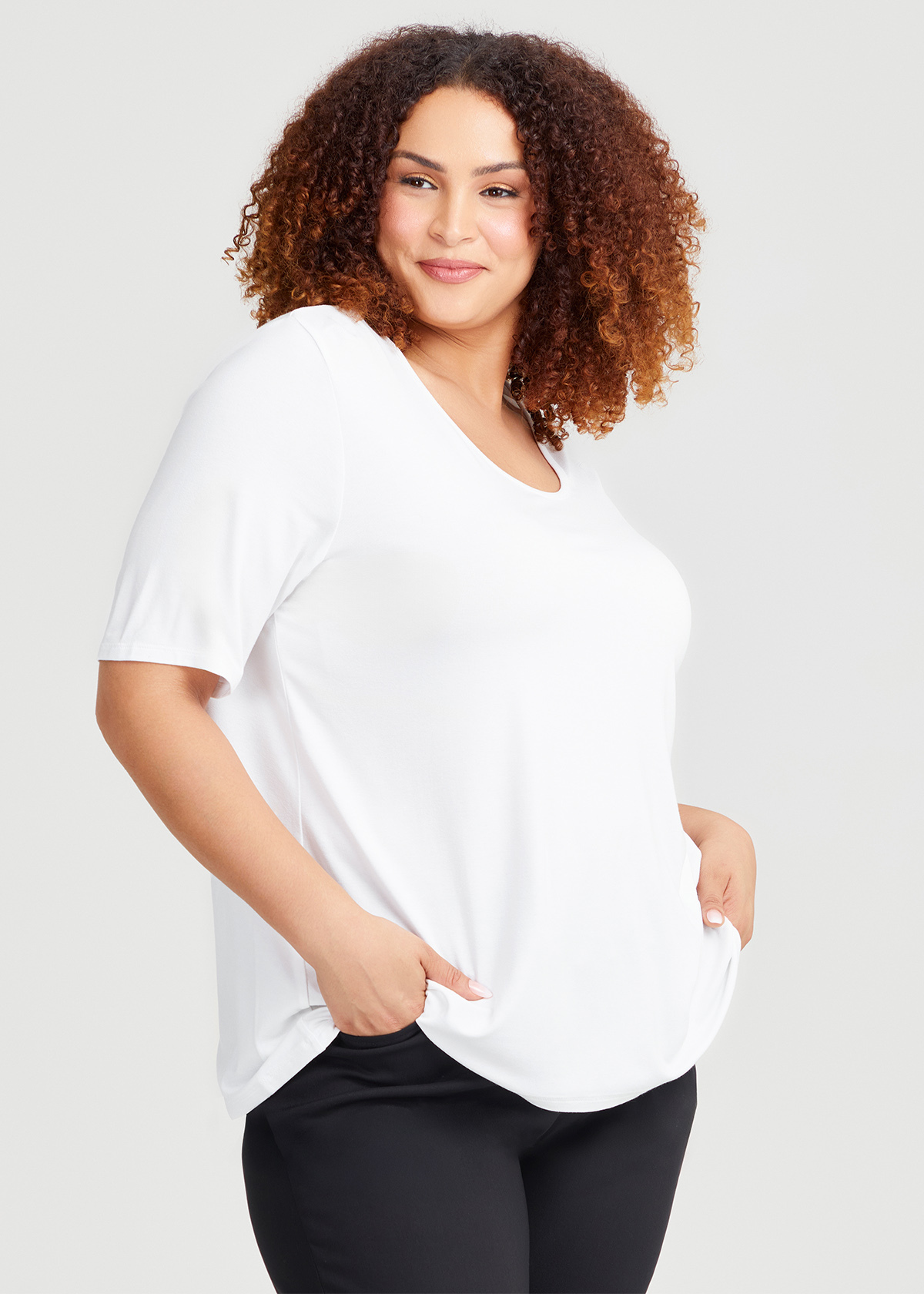 Shop Plus Size Natural Essential Top, White | Taking Shape UK
