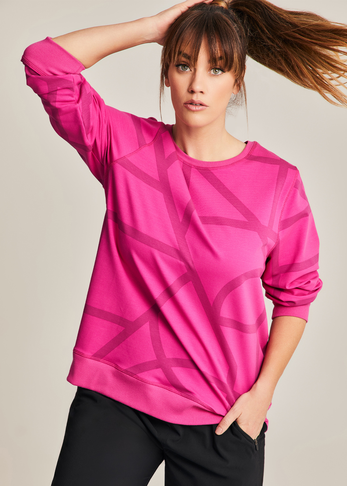 Shop Plus Size Cotton Active Graphic Sweatshirt, Red | Taking Shape NZ