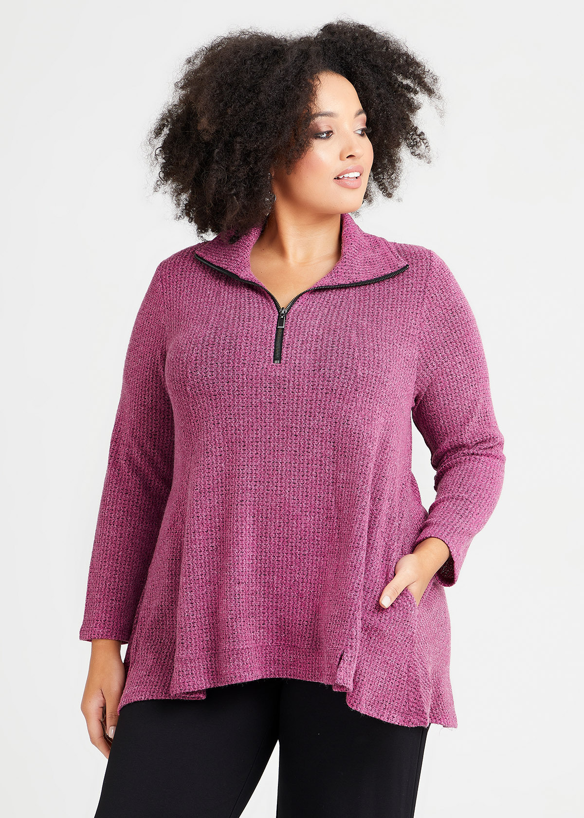 Shop Plus Size Anneli Zip Collar Top, Pink | Taking Shape AU