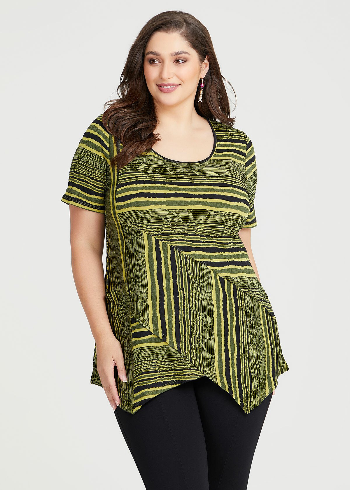 Shop Plus Size Stripe Jacquard Top, Yellow | Taking Shape AU