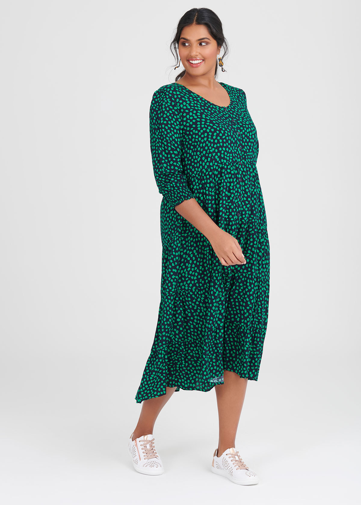 Shop Plus Size Natural Spot Shirt Dress, Print | Taking Shape NZ