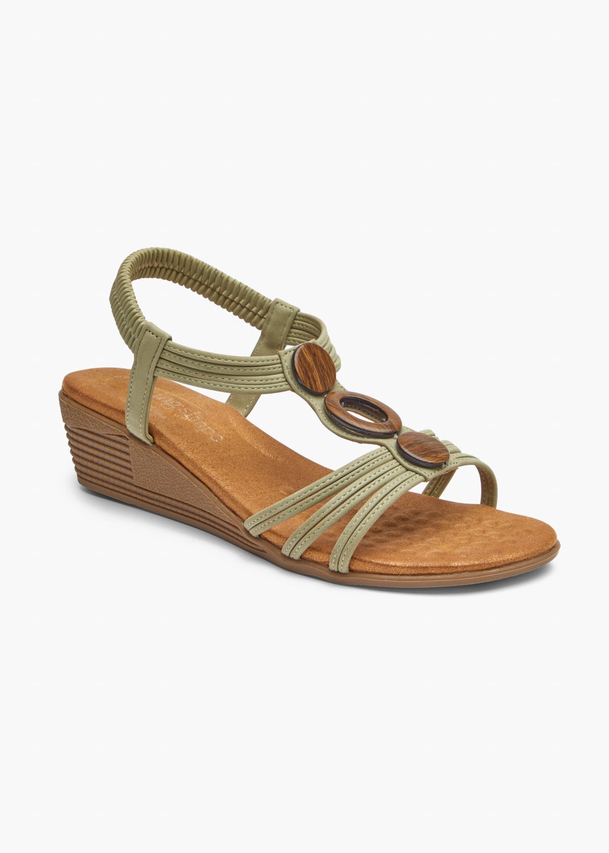 Shop Green Round Trim Wedge Sandal | Comfortable Shoes | Taking Shape AU