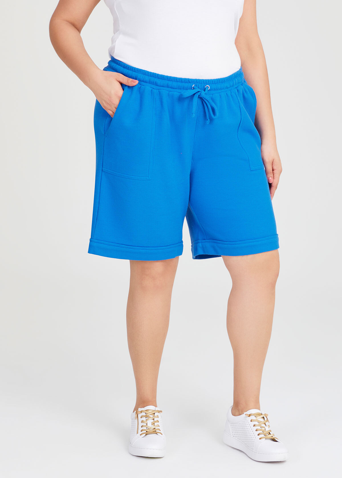Shop Plus Size Waffle Pull On Short in Blue | Taking Shape GR