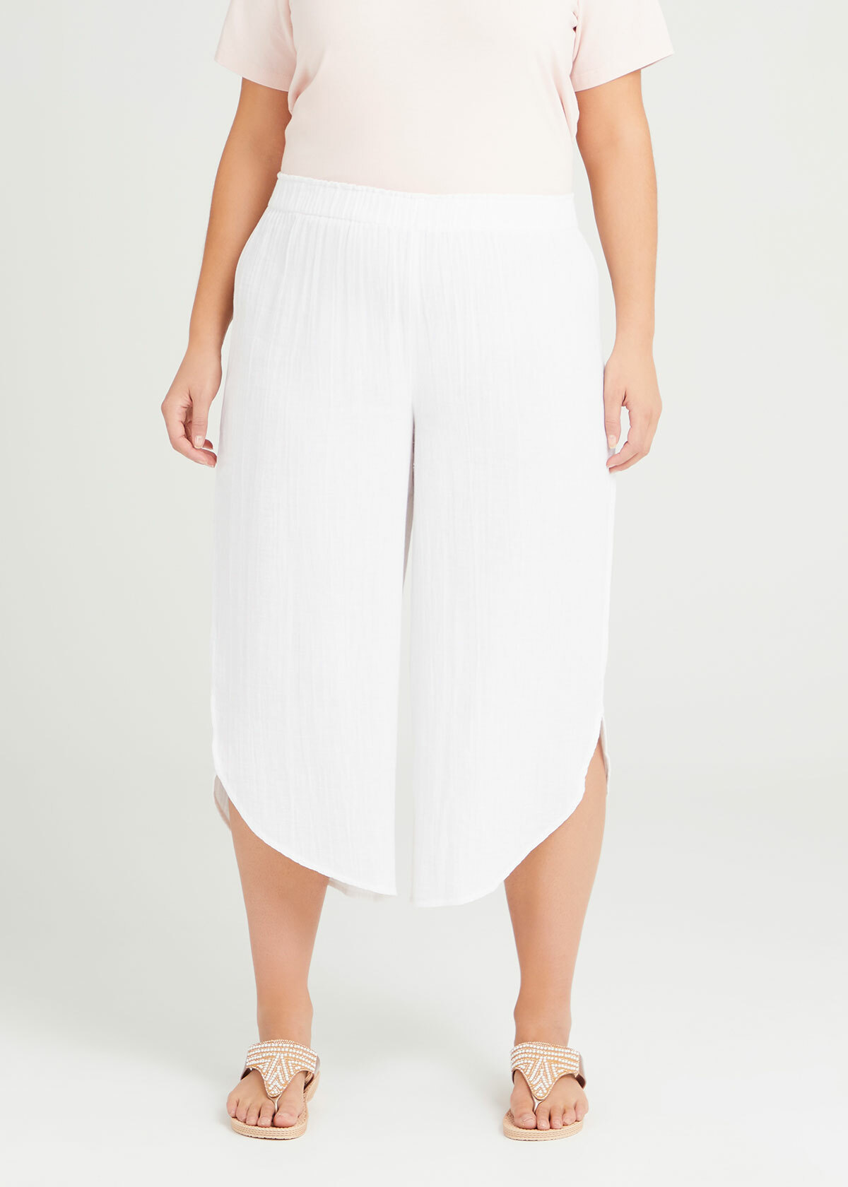 Shop Plus Size Cotton Overlay Pant, White | Taking Shape AU