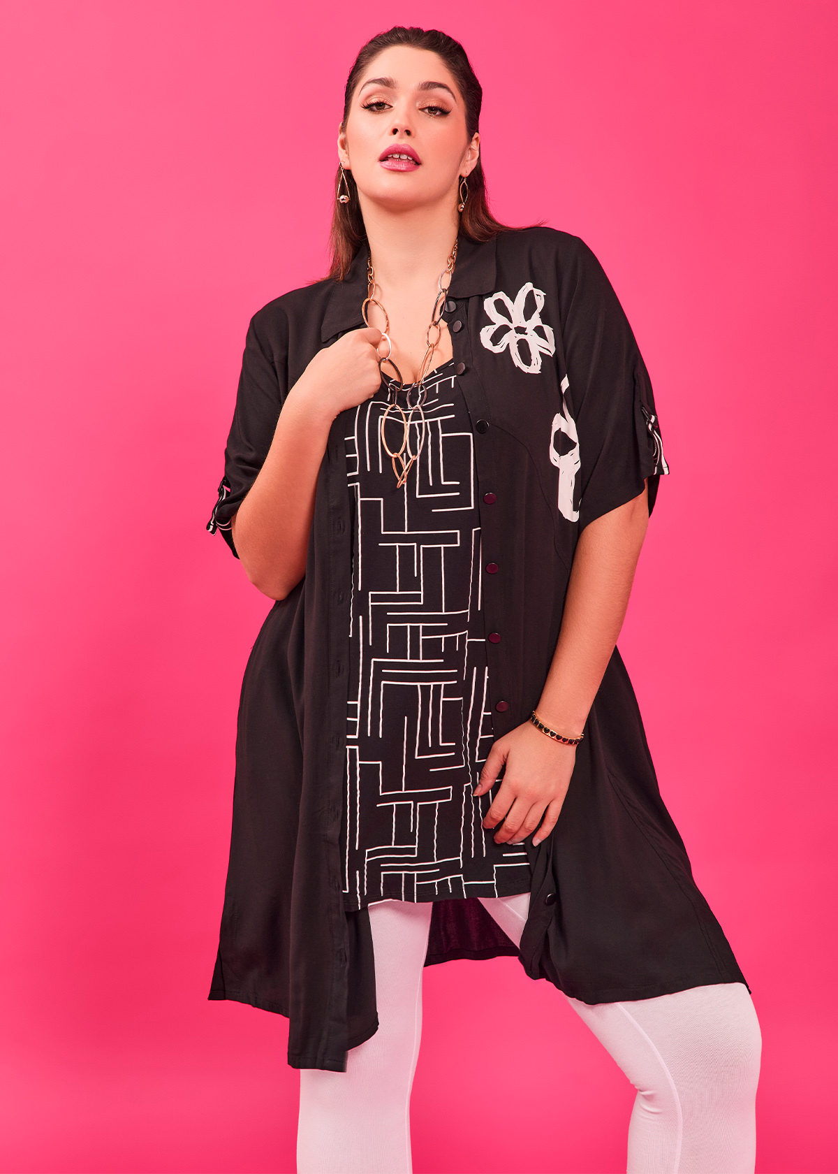 Shop Plus Size Bamboo Flower Shirt, Black | Taking Shape AU