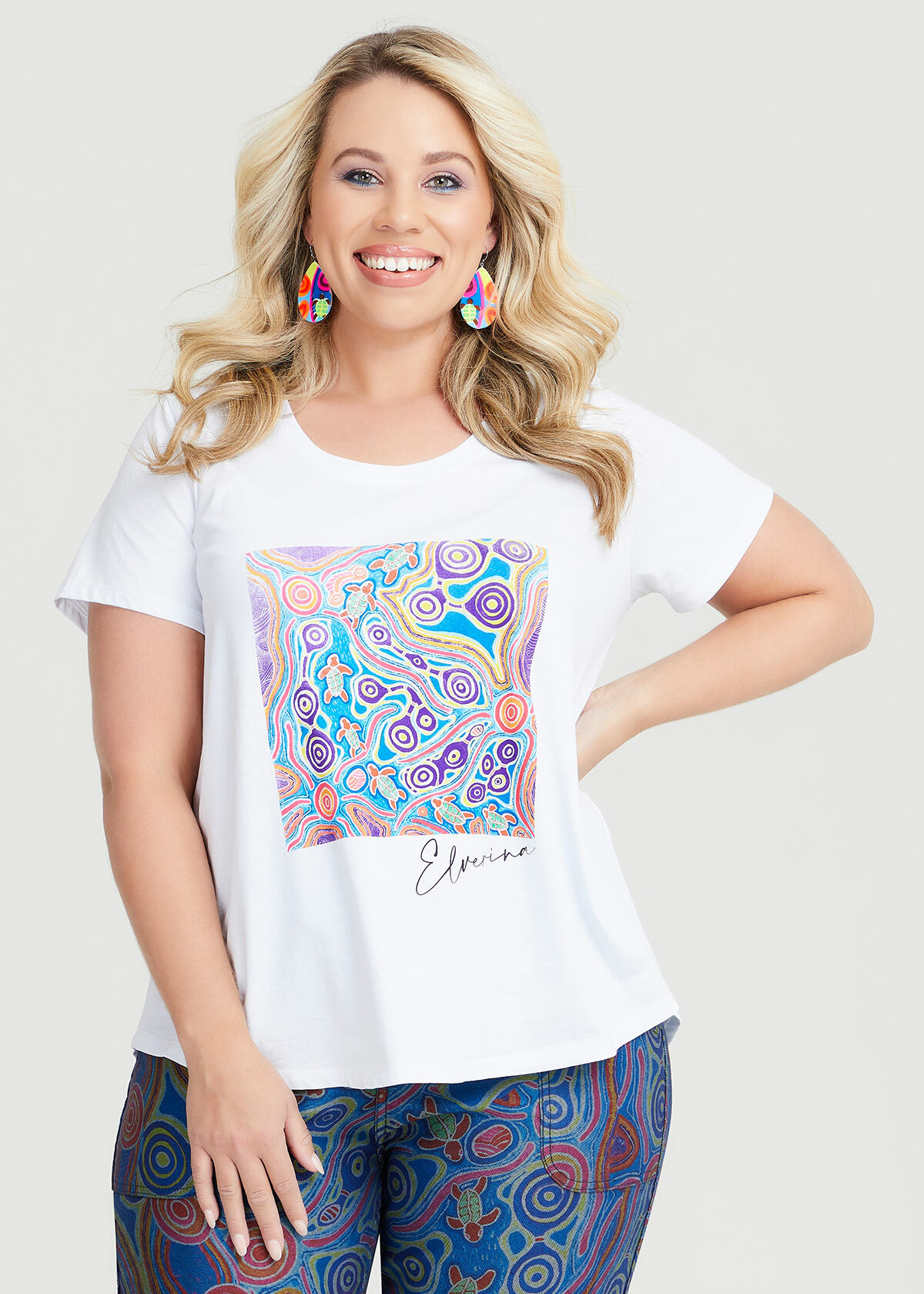 Shop Plus Size Ngawayu Buluru Cotton Tee, Multi | Taking Shape AU