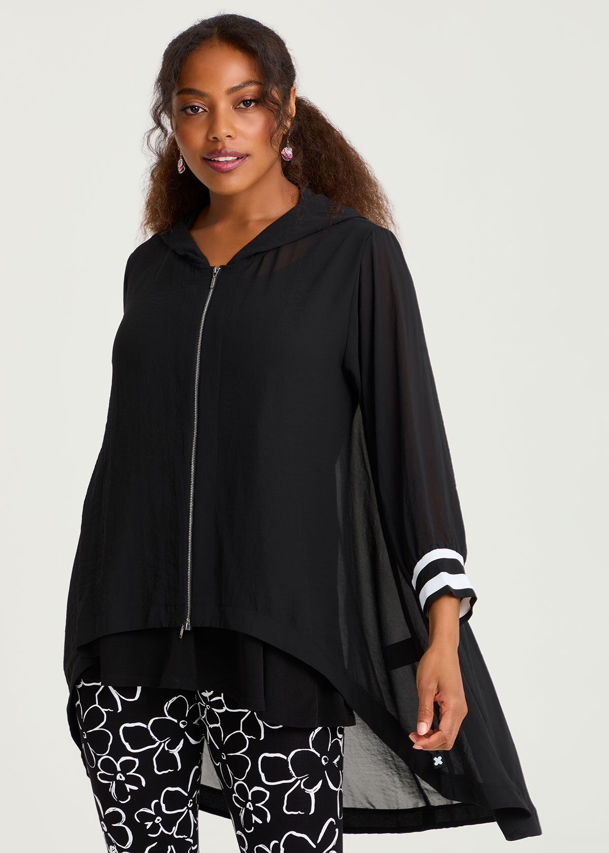 Shop Plus Size Chiffon Kiri Zip Top, Black | Taking Shape AU