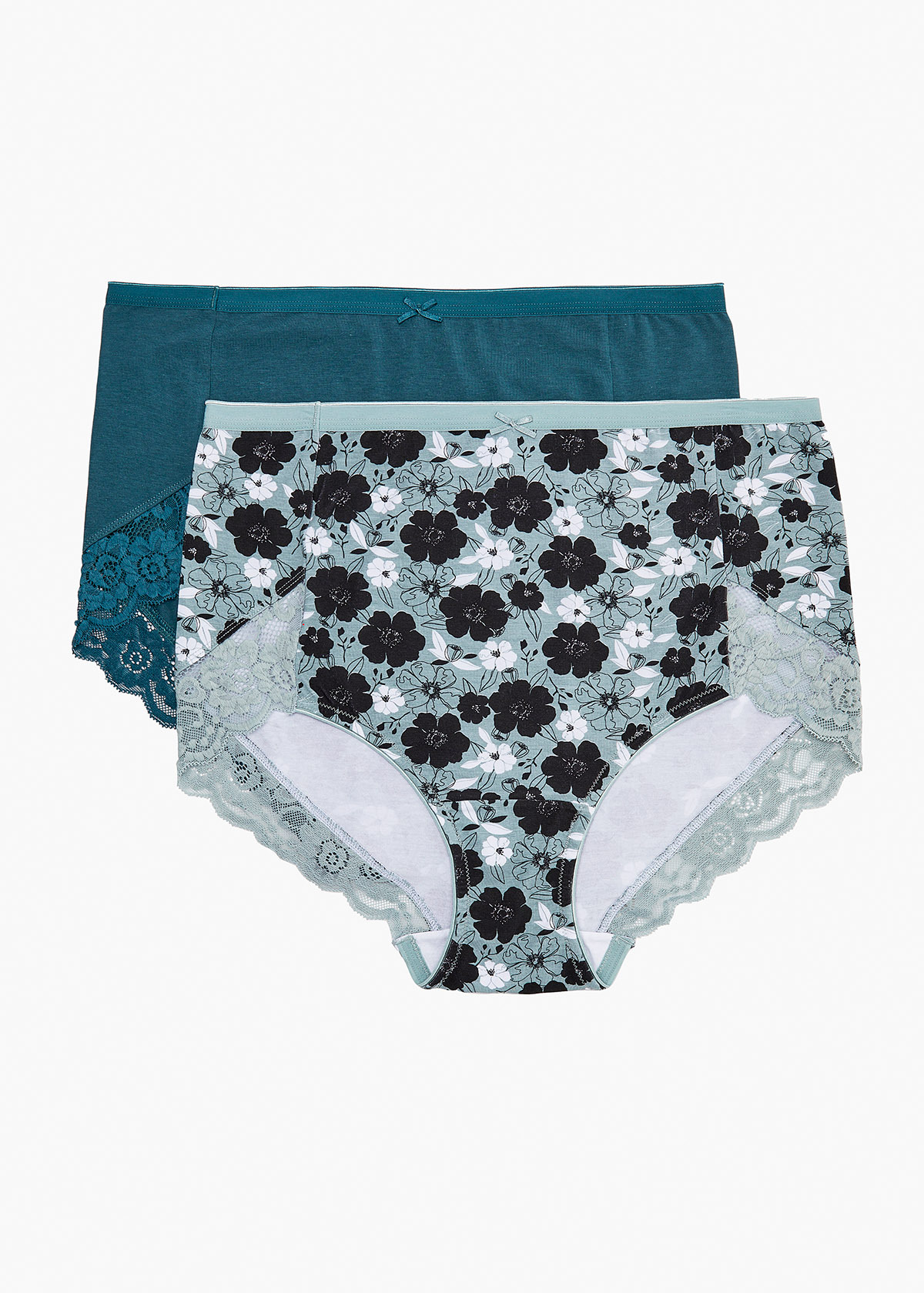 Shop Plus Size 2Pk Bamboo Floral Lace Briefs in Floral | Taking Shape AU
