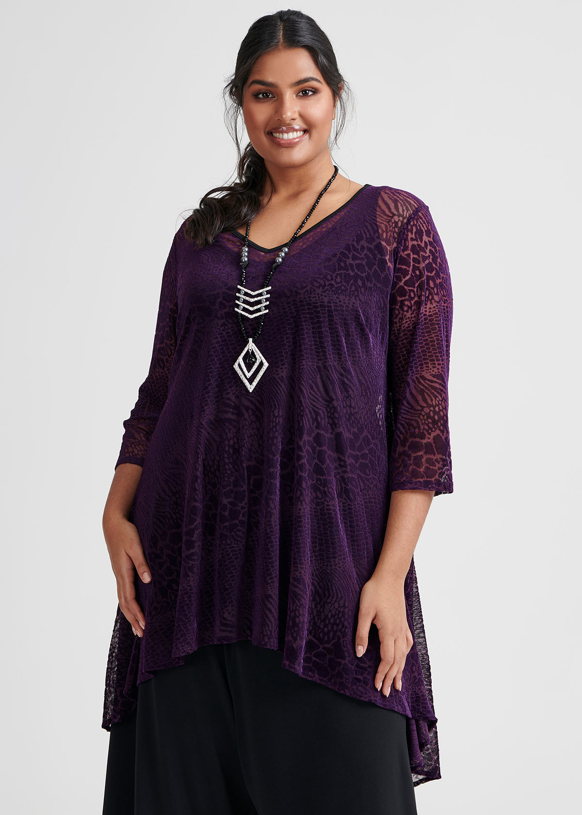 Shop Plus Size Donna Burnout Tunic, Purple | Taking Shape AU