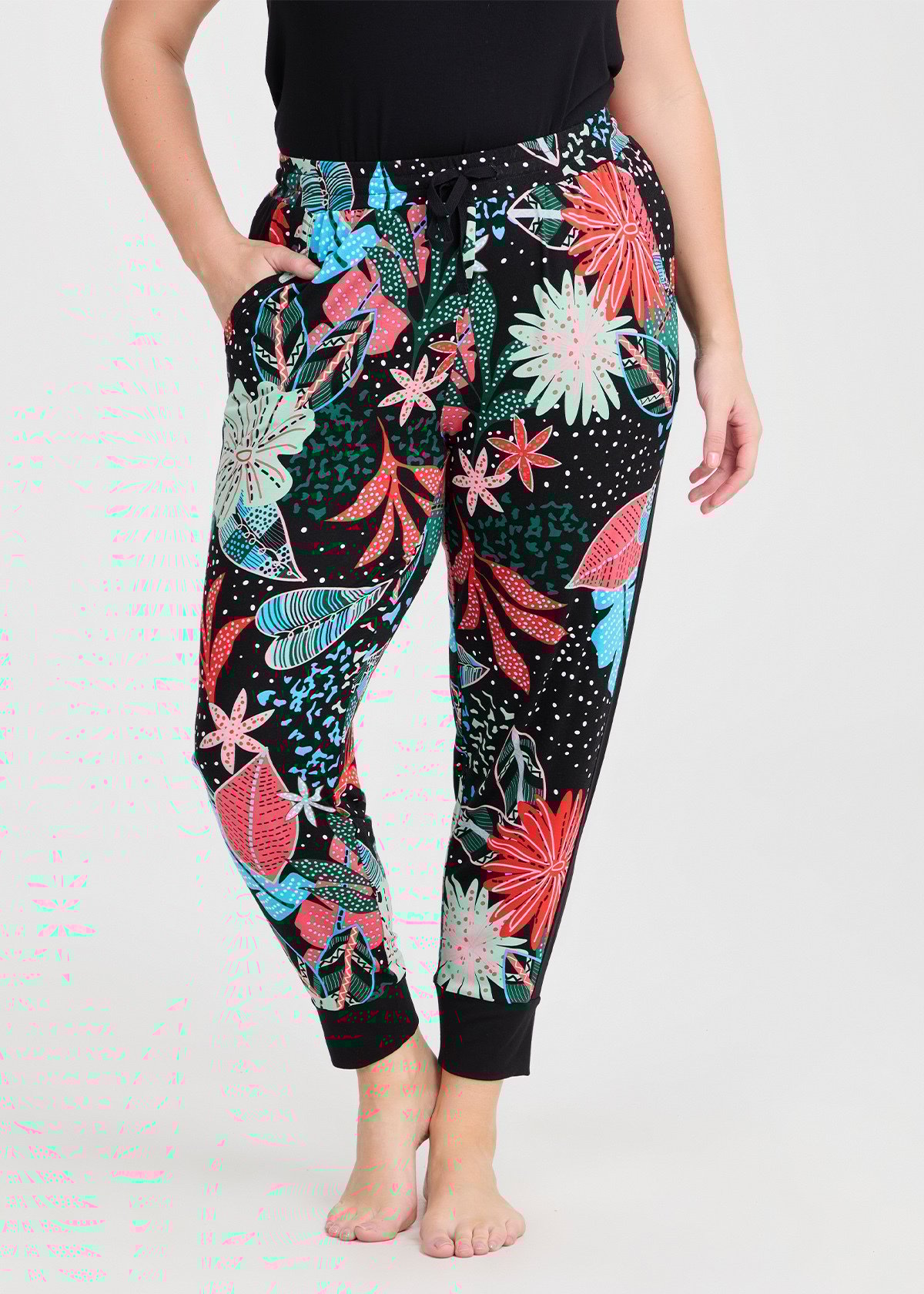 Shop Plus Size Bamboo Floral Fiesta Pyjama Pant, Multi | Taking Shape SG
