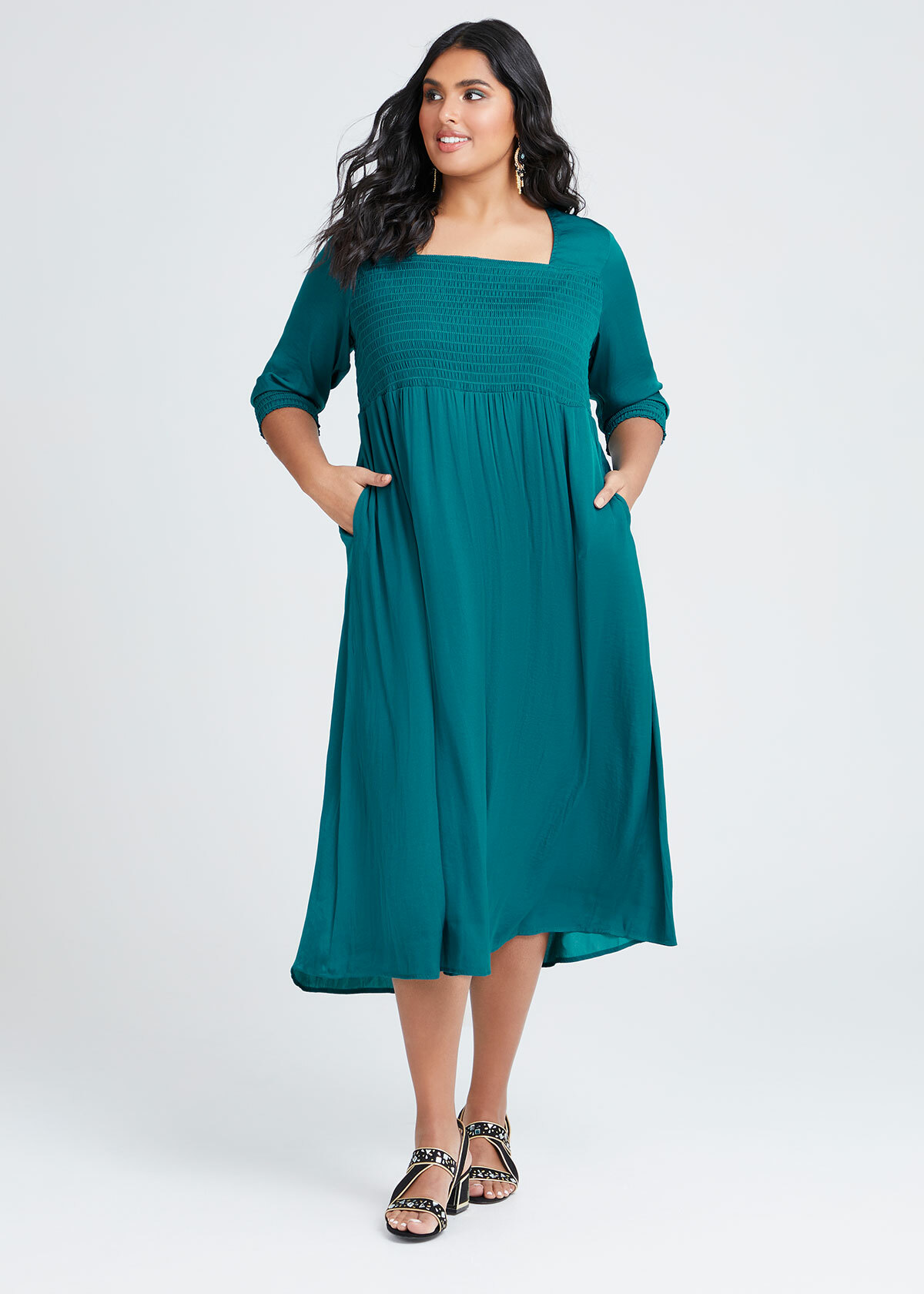 Shop Plus Size Luxe Grecian Shirring Dress, Blue | Taking Shape AU