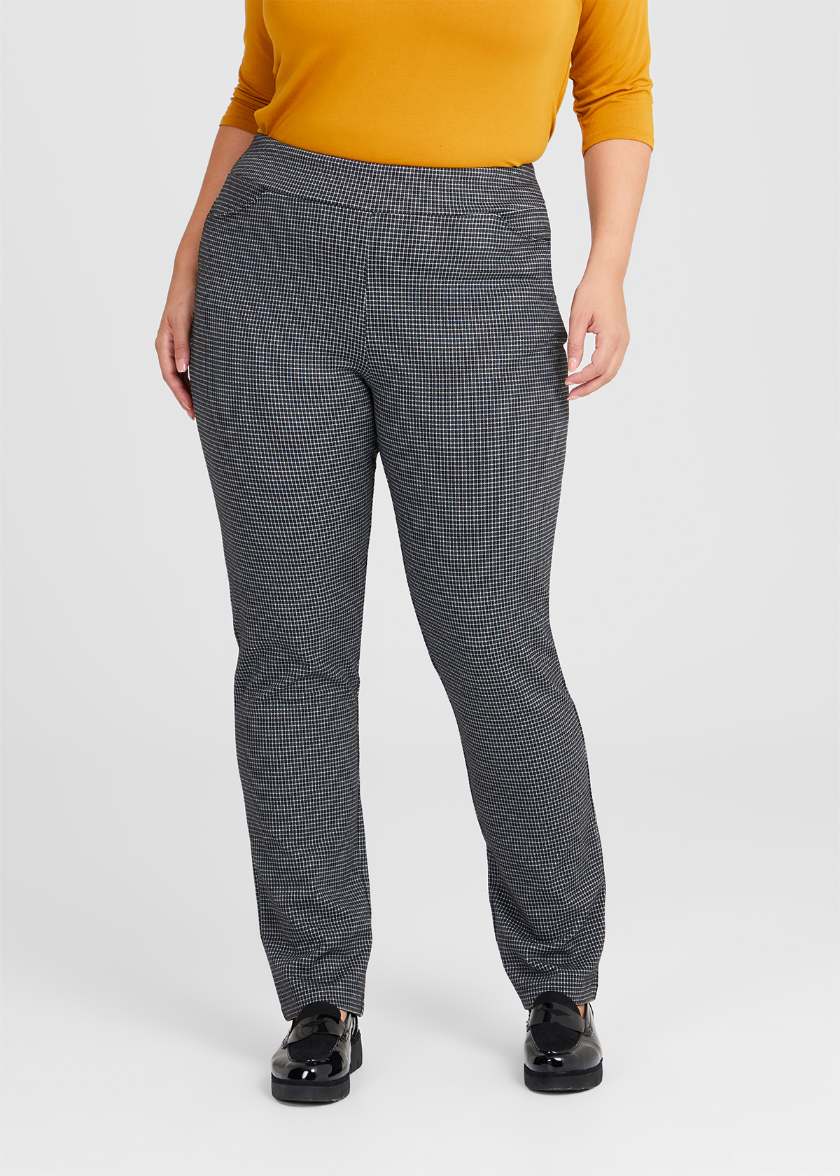 Shop Plus Size Tall Ponte Checker Pant, Black | Taking Shape AU