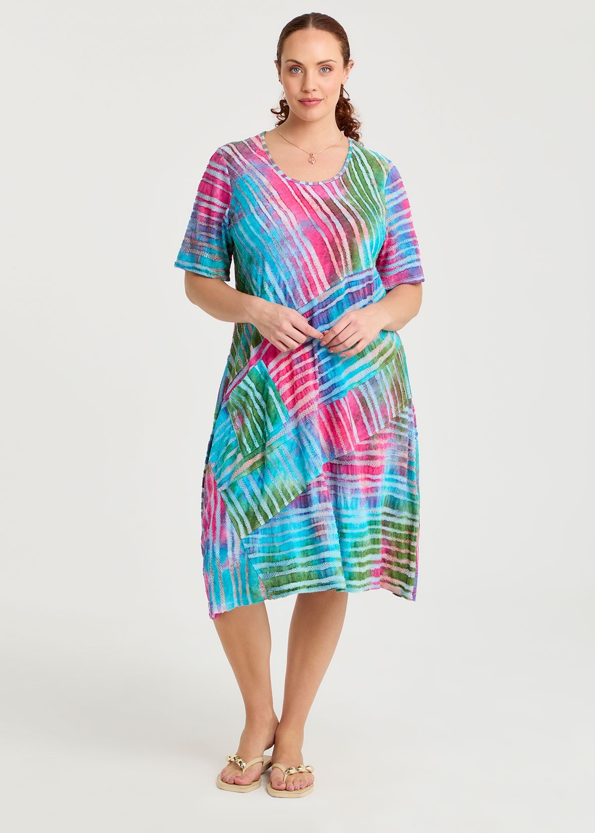 Shop Plus Size Stripe Panel Burnout Dress, Multi | Taking Shape NZ