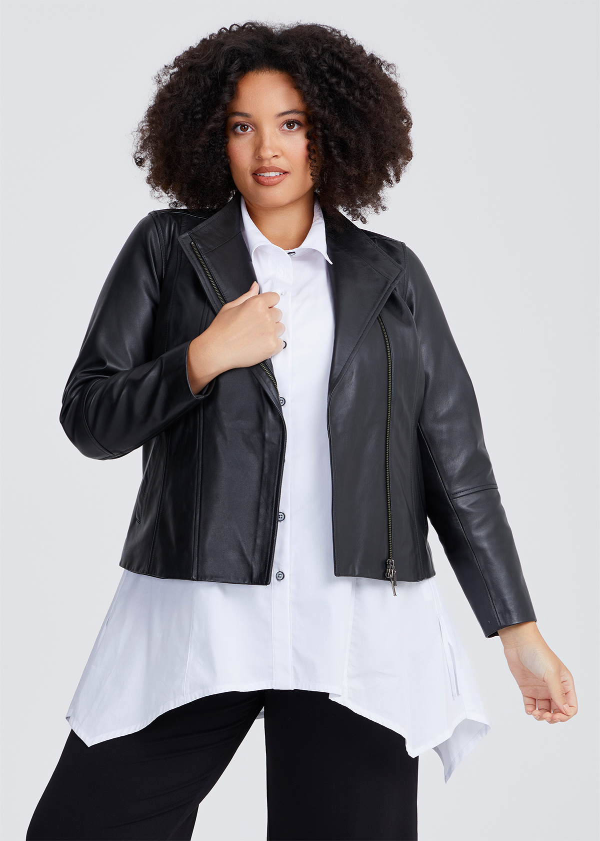 Plus Size Black Leather Liza Jacket for Women | Taking Shape AU
