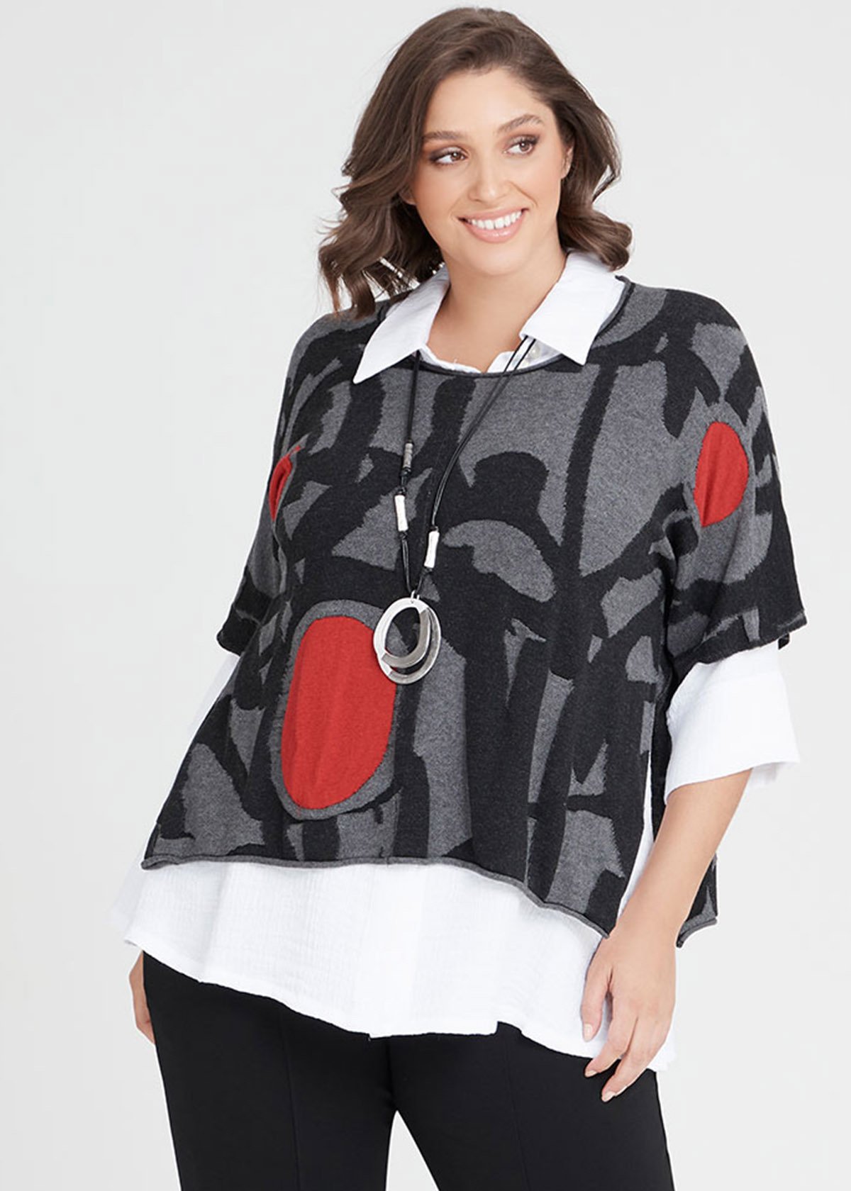 Shop Plus Size Ruby Jacquard Cotton Jumper, Grey | Taking Shape AU