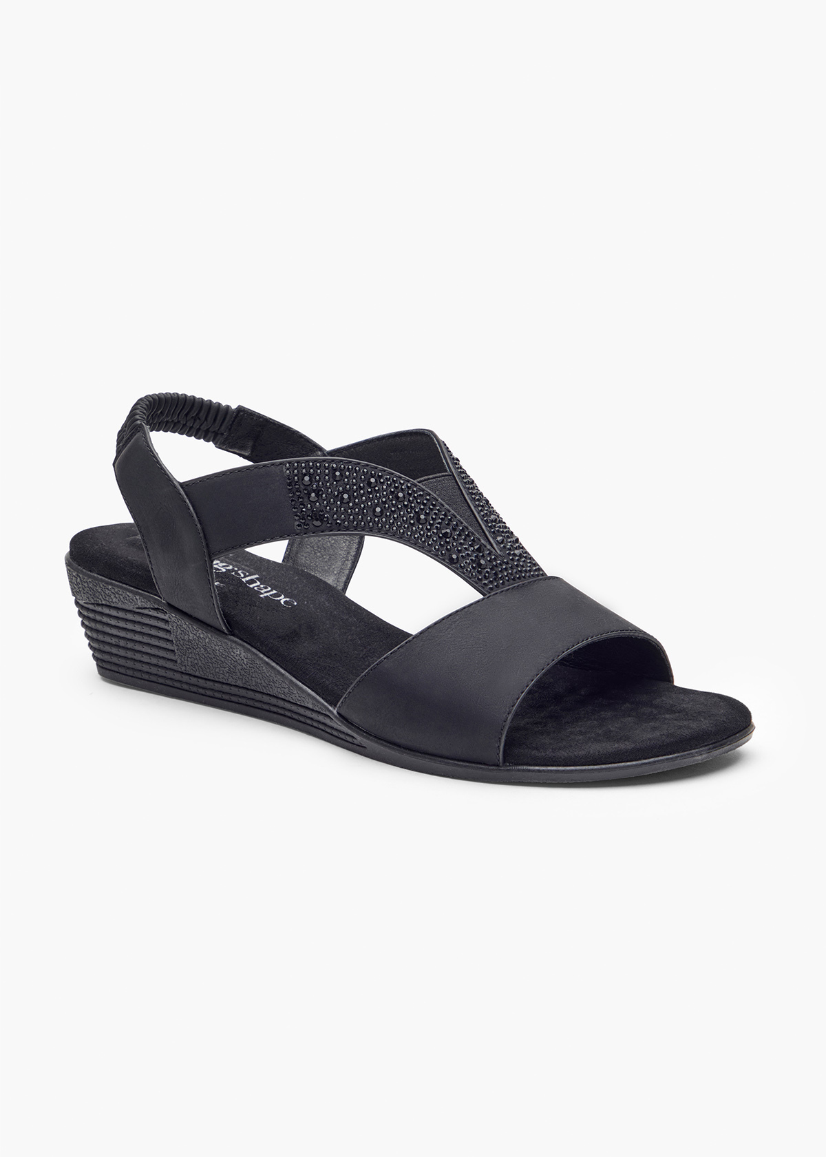 Shop Black Bling Elastic Wedge Sandal | Comfortable Shoes | Taking Shape UK
