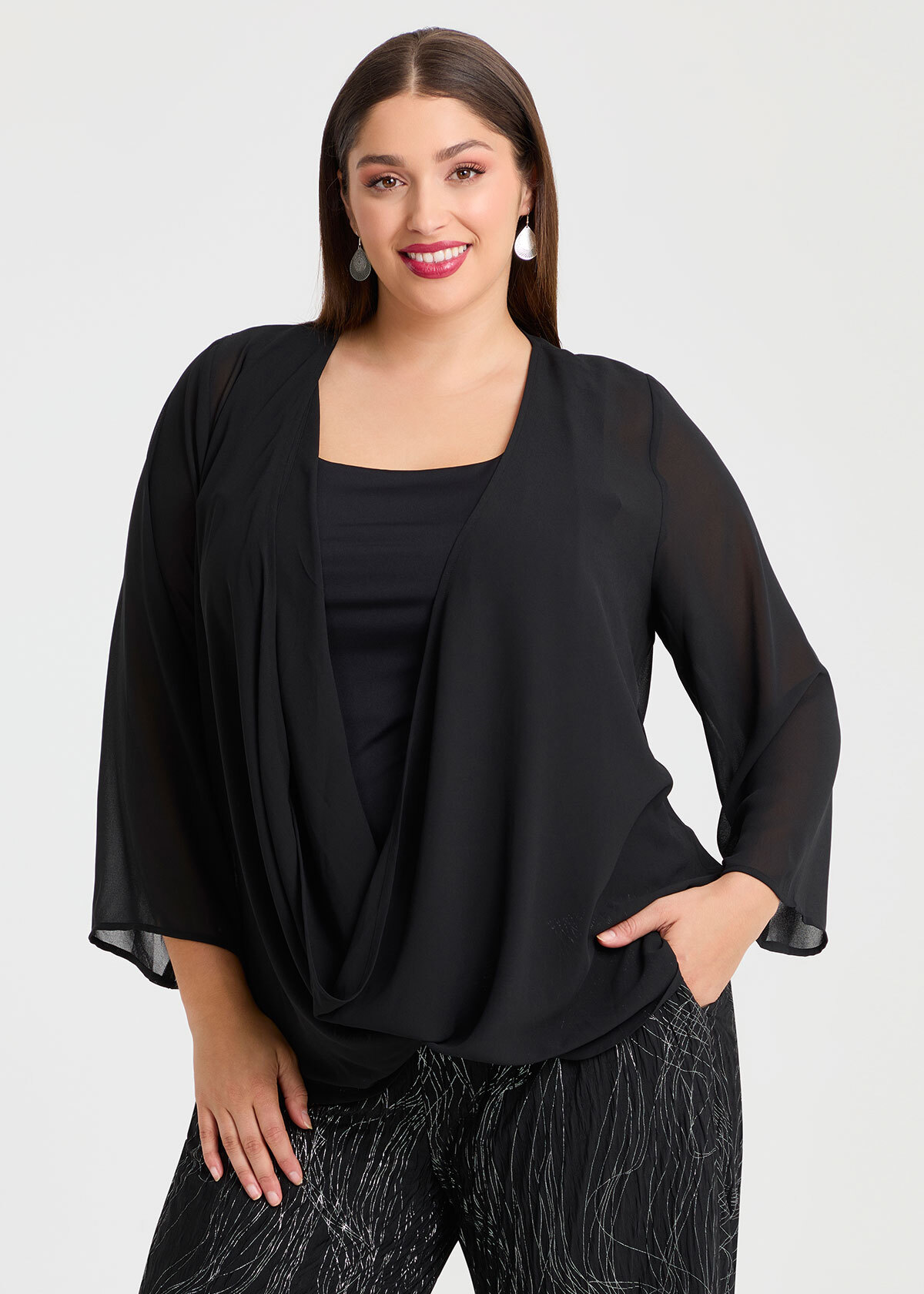 Shop Plus Size Tango Tie Shrug Top, Black | Taking Shape AU