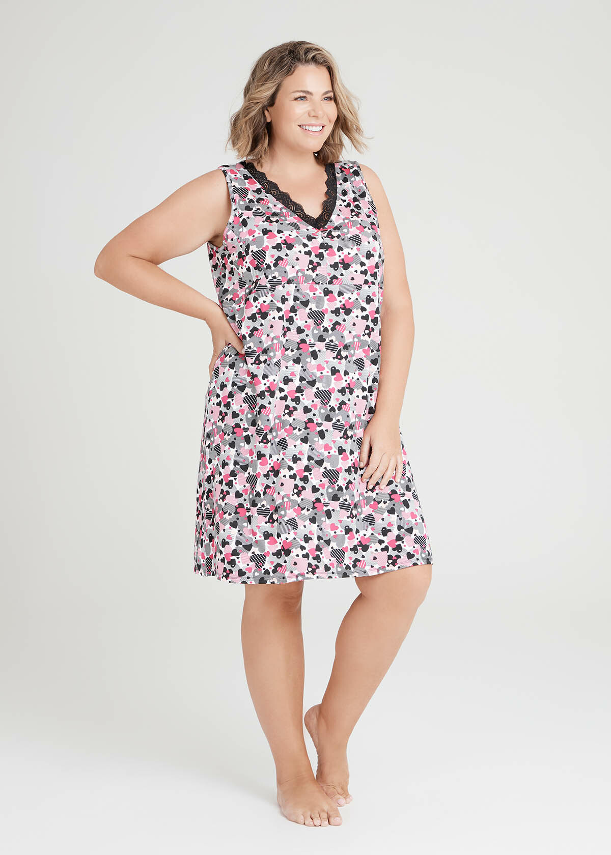 Shop Plus Size Bamboo Love Hearts Nightie in Print | Taking Shape AU