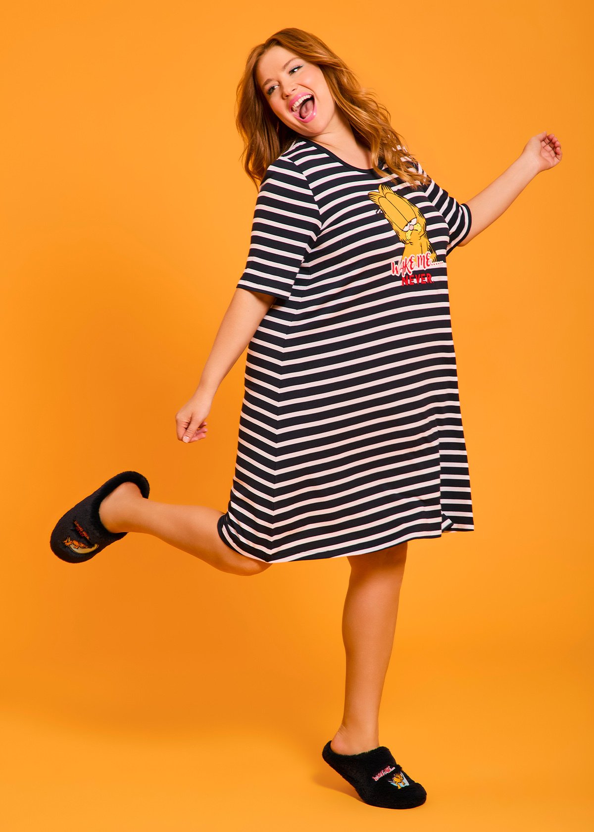 Shop Plus Size Garfield Stripe Nightie, Multi | Taking Shape AU