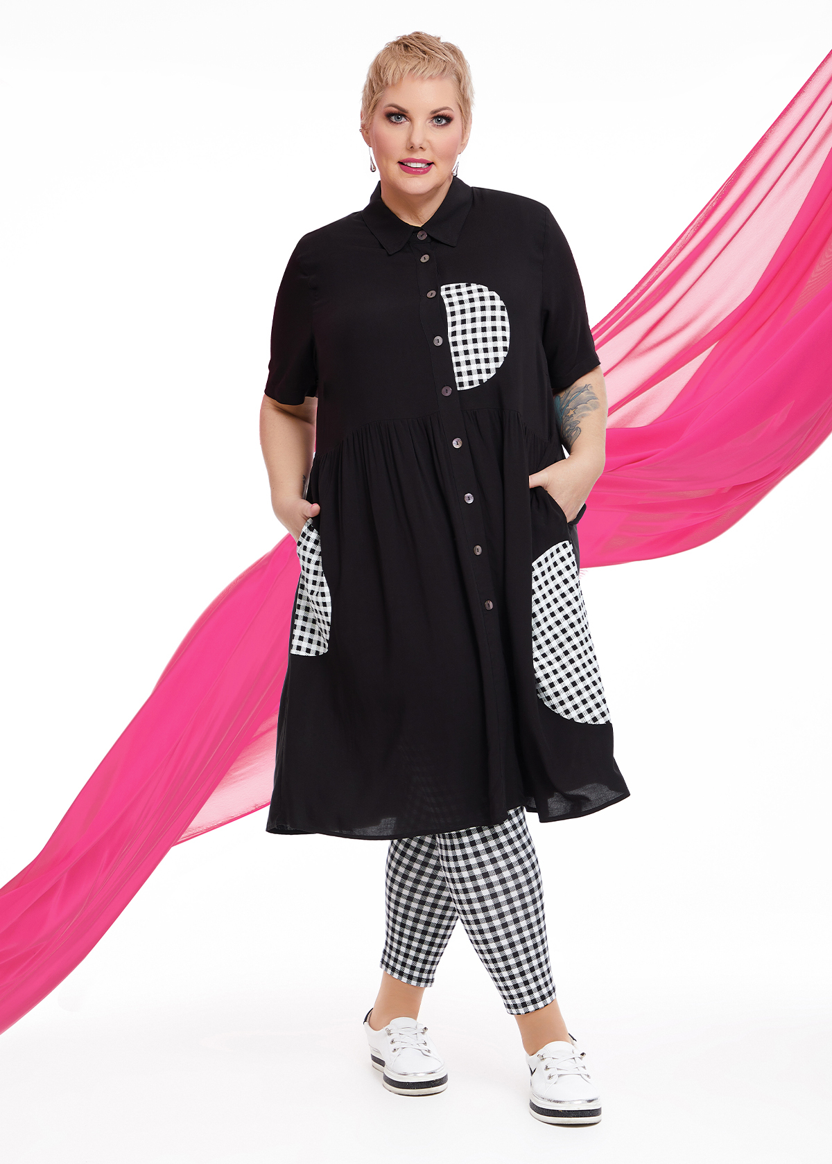 Shop Plus Size Bamboo Check Spot Tier Shirt, Multi | Taking Shape AU