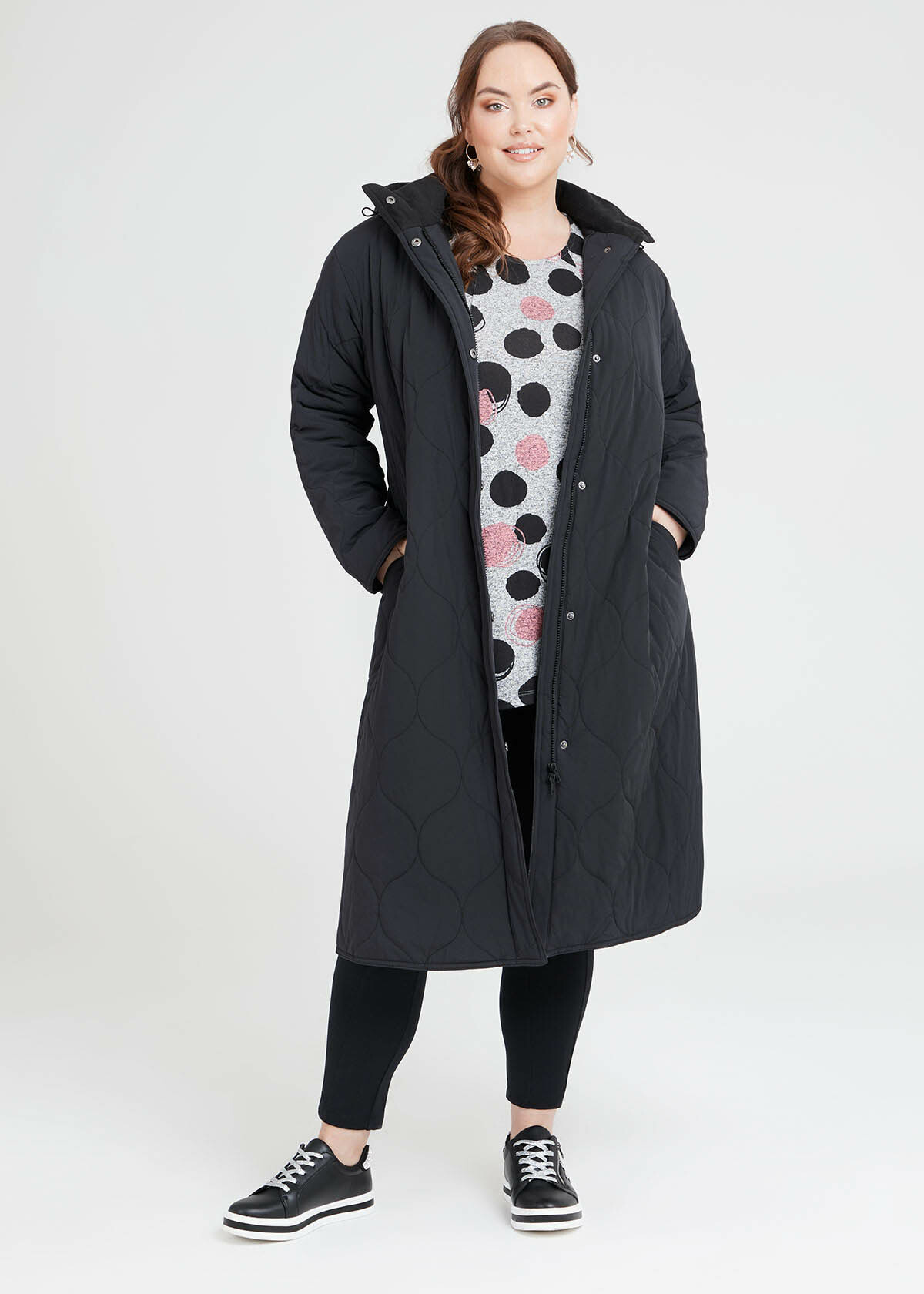 Shop Plus Size Quilted Hooded Puffer Jacket, Black | Taking Shape NZ
