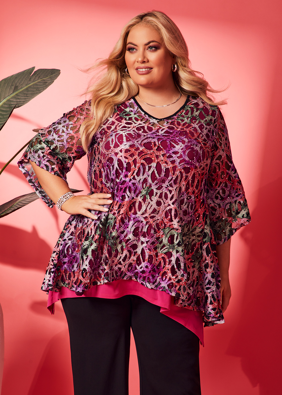 Shop Plus Size Lulu Sequin Lace Tunic, Multi | Taking Shape UK