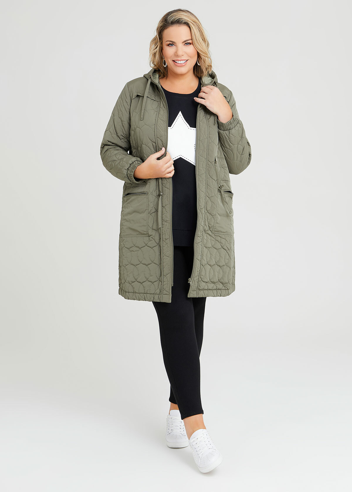 Shop Plus Size Quilted Hooded Jacket, Green | Taking Shape AU