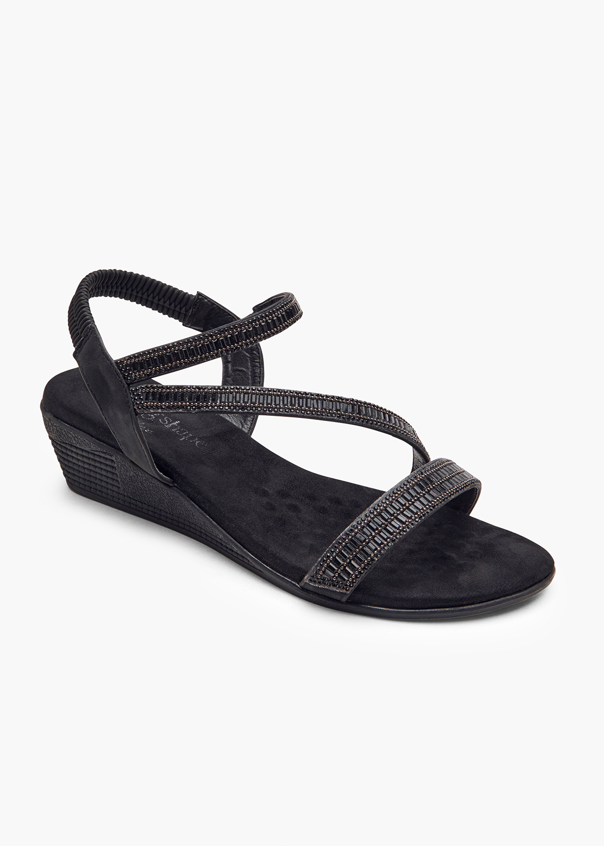 Black Bling Wedge Sandals for Women | Taking Shape AU