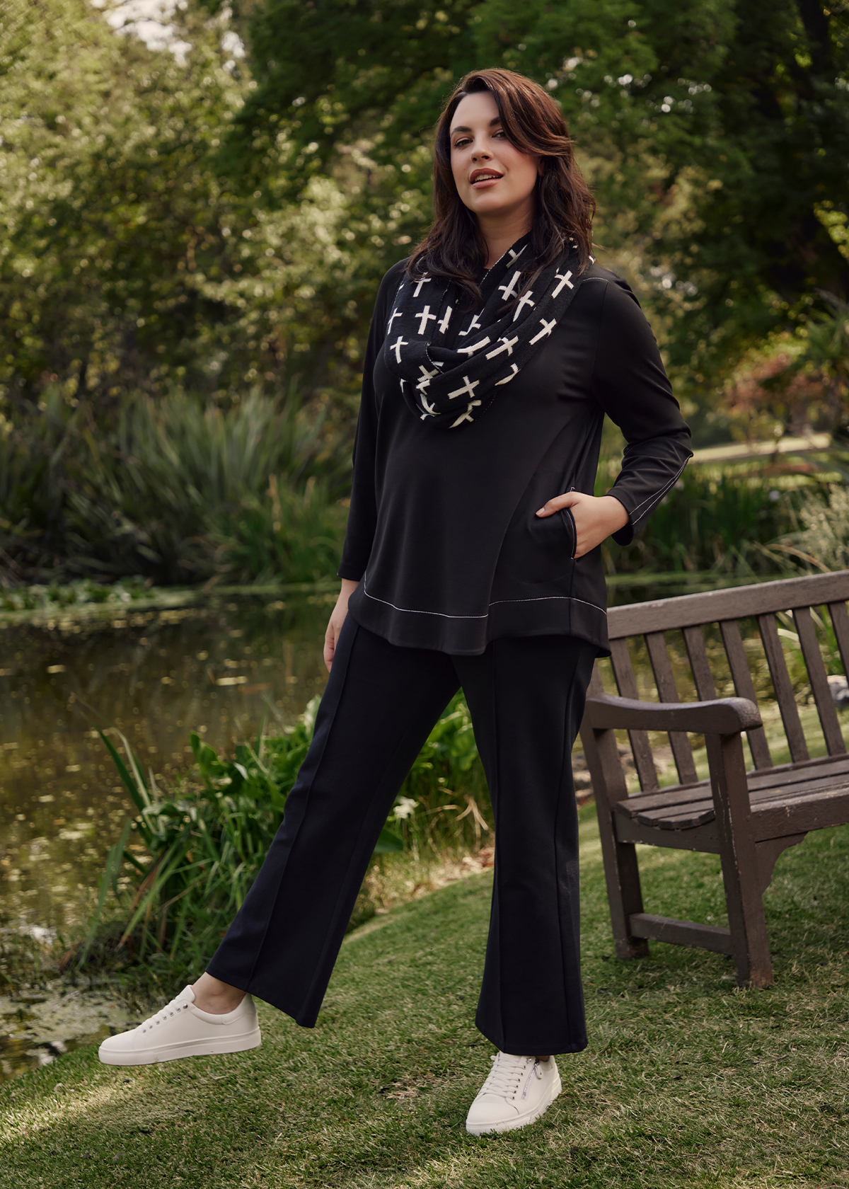 Shop Plus Size Bamboo Ponte Stitch Top, Black | Taking Shape AU