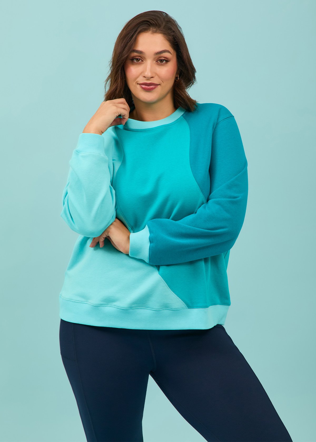 Shop Plus Size Active Cotton Spliced Sweatshirt, Multi | Taking Shape NZ
