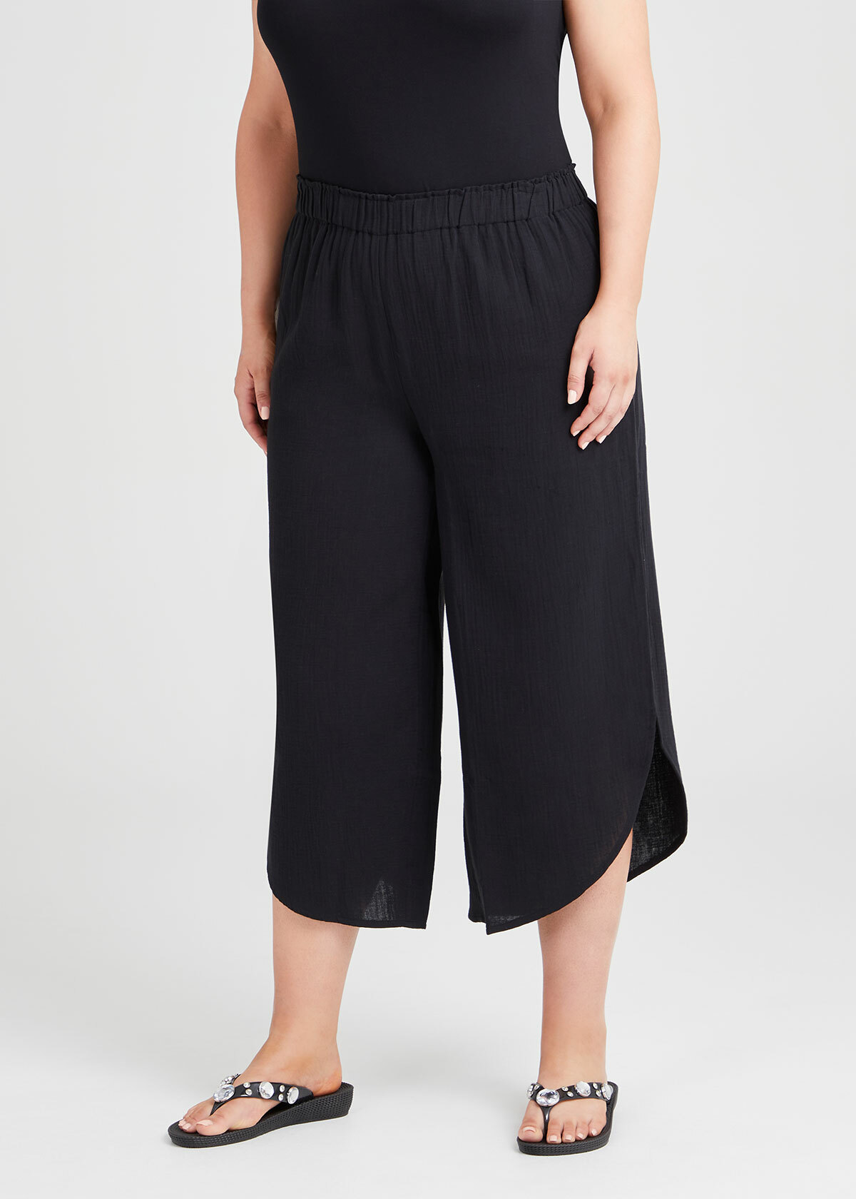 Shop Plus Size Cotton Overlay Pant, Black | Taking Shape NZ