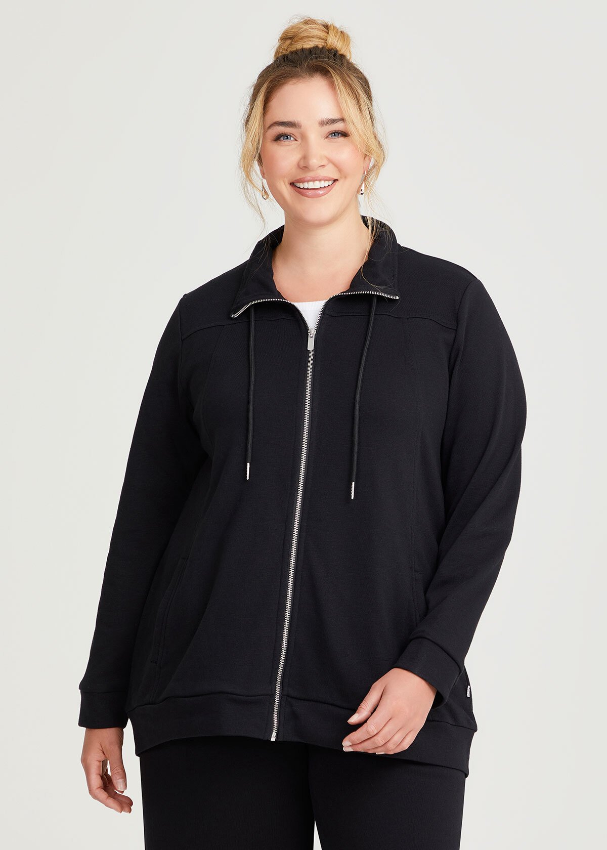 Shop Plus Size Funnel Neck Active Jacket, Black | Taking Shape AU