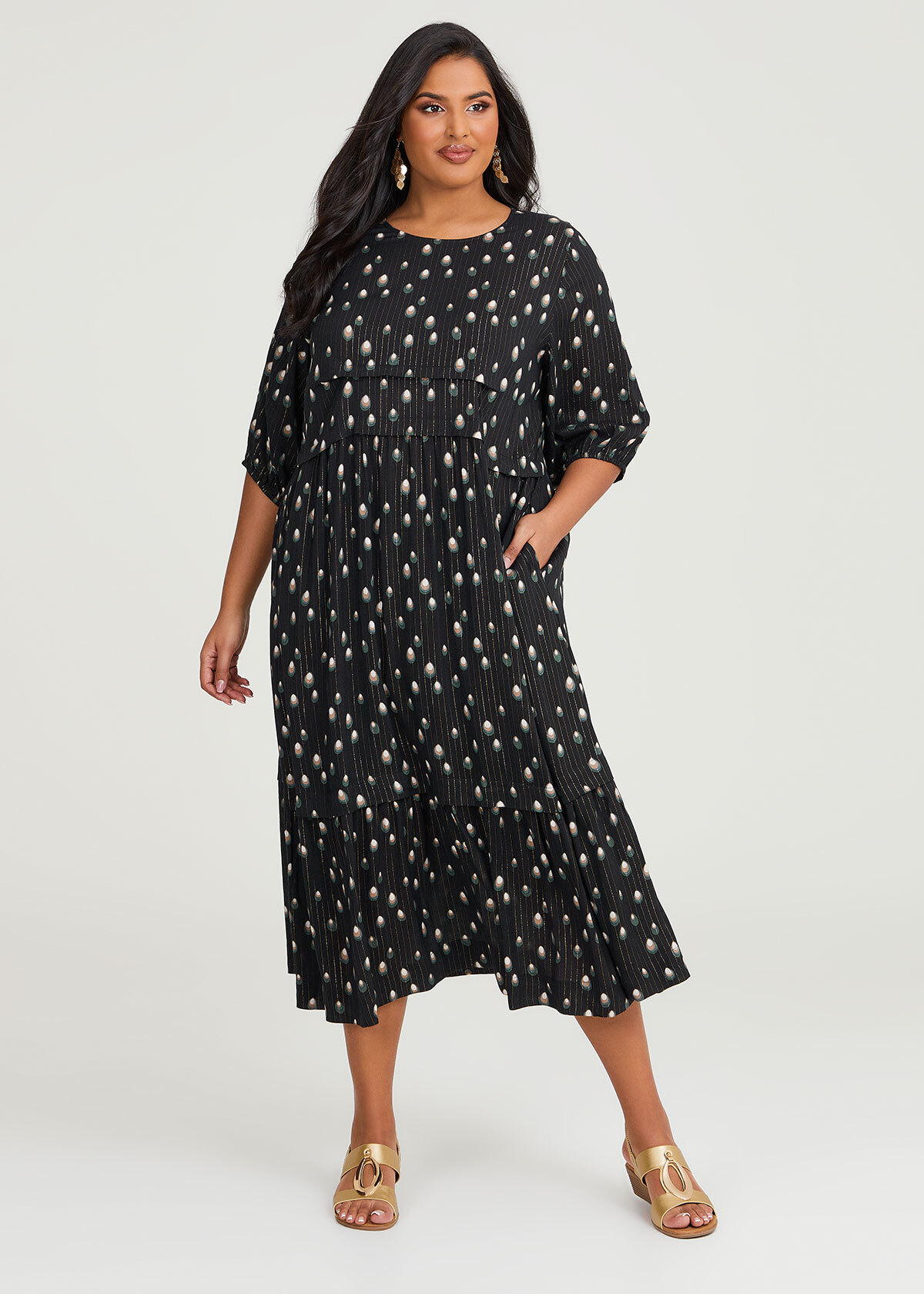 Shop Plus Size Natural Soraya Tier Dress In Multi Taking Shape Au
