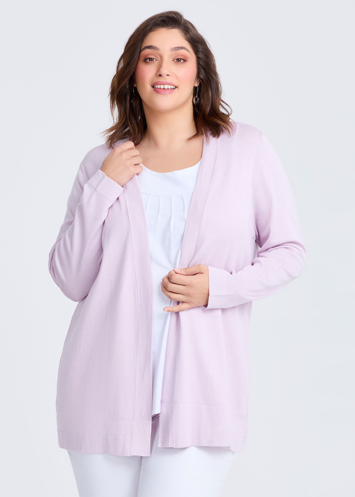 Shop Plus Size Lightweight Natural Cardigan, Purple | Taking Shape NZ