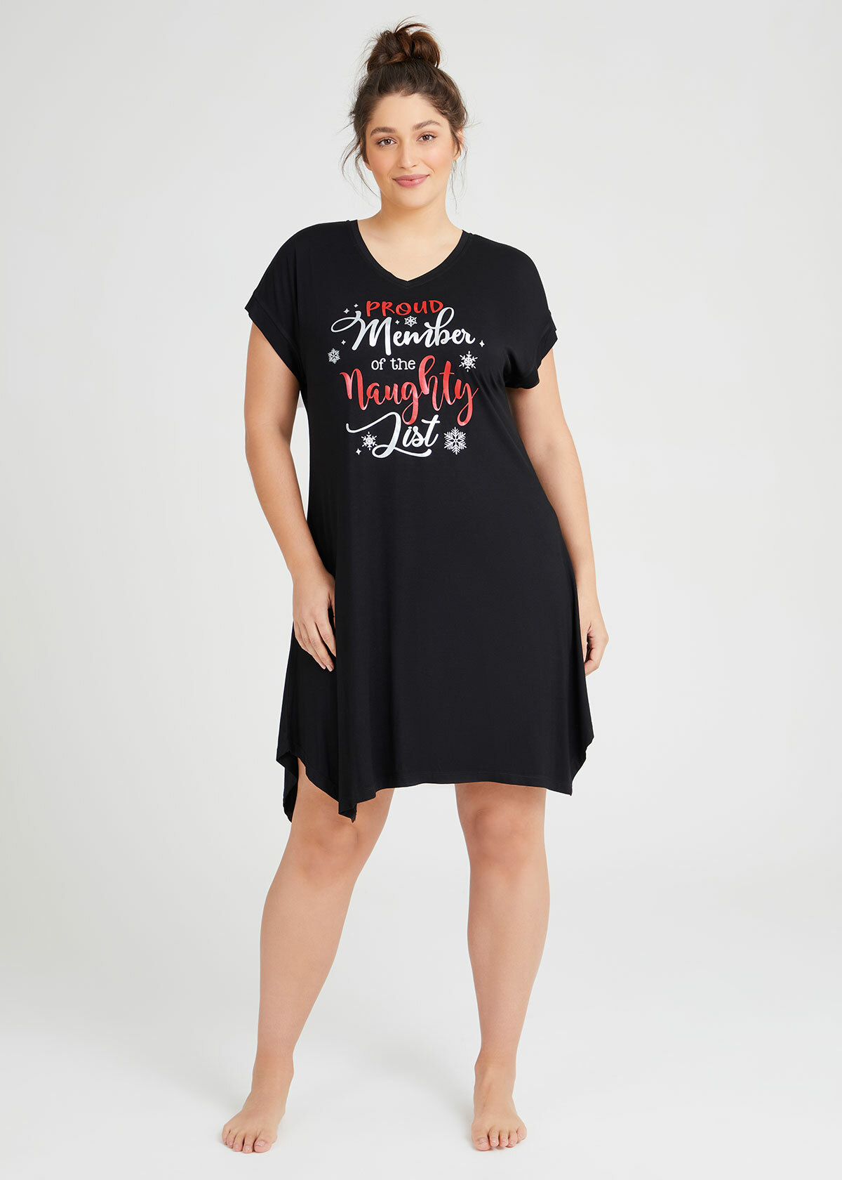 Shop Plus Size Bamboo Xmas Naughty Nightie in Black | Taking Shape AU