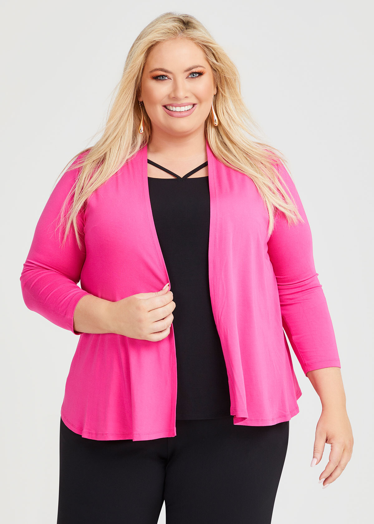 Shop Plus Size Drape Bamboo Crop Cardigan, Red | Taking Shape AU