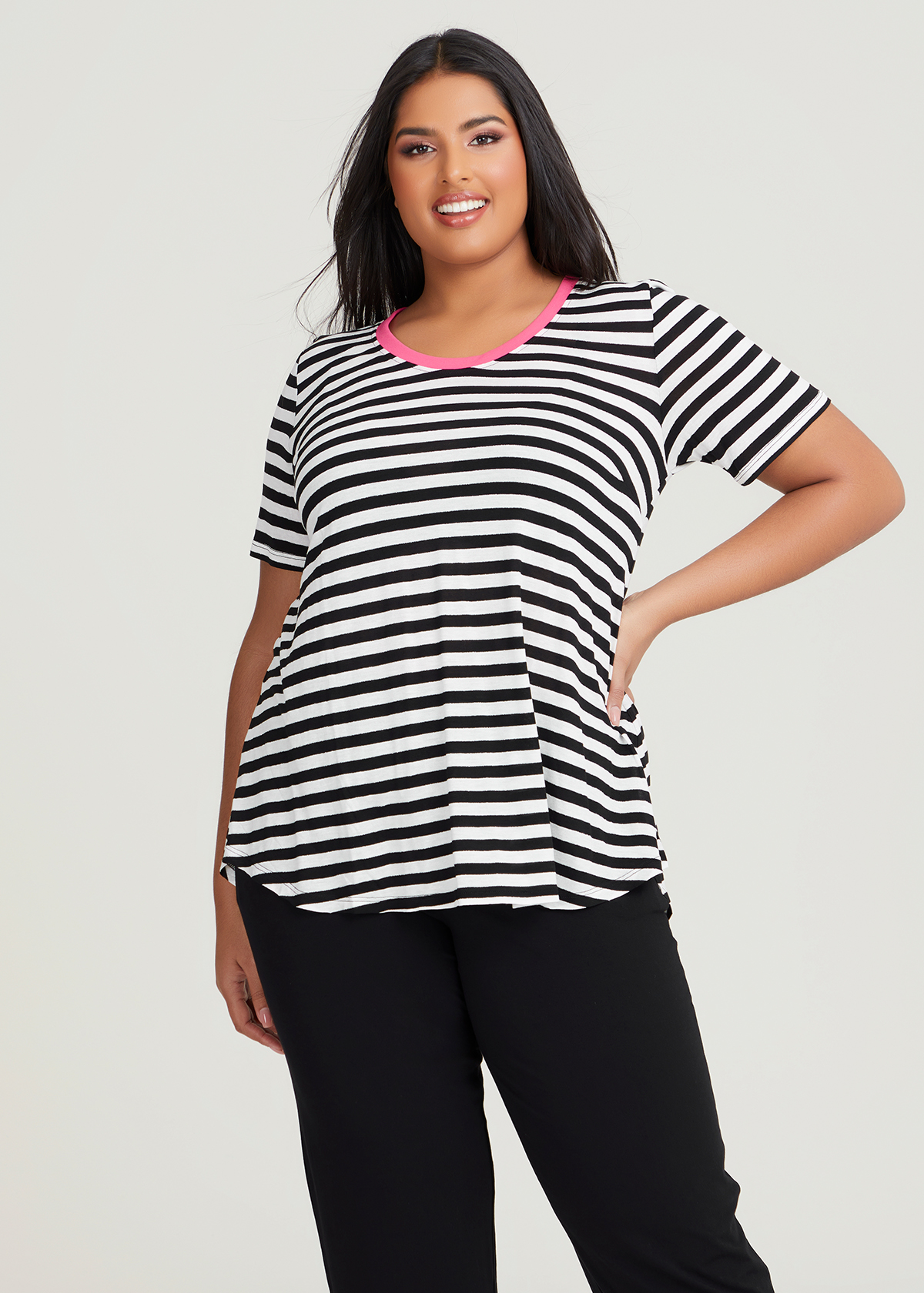 Shop Plus Size Active Stripe Tee in Black | Taking Shape AU