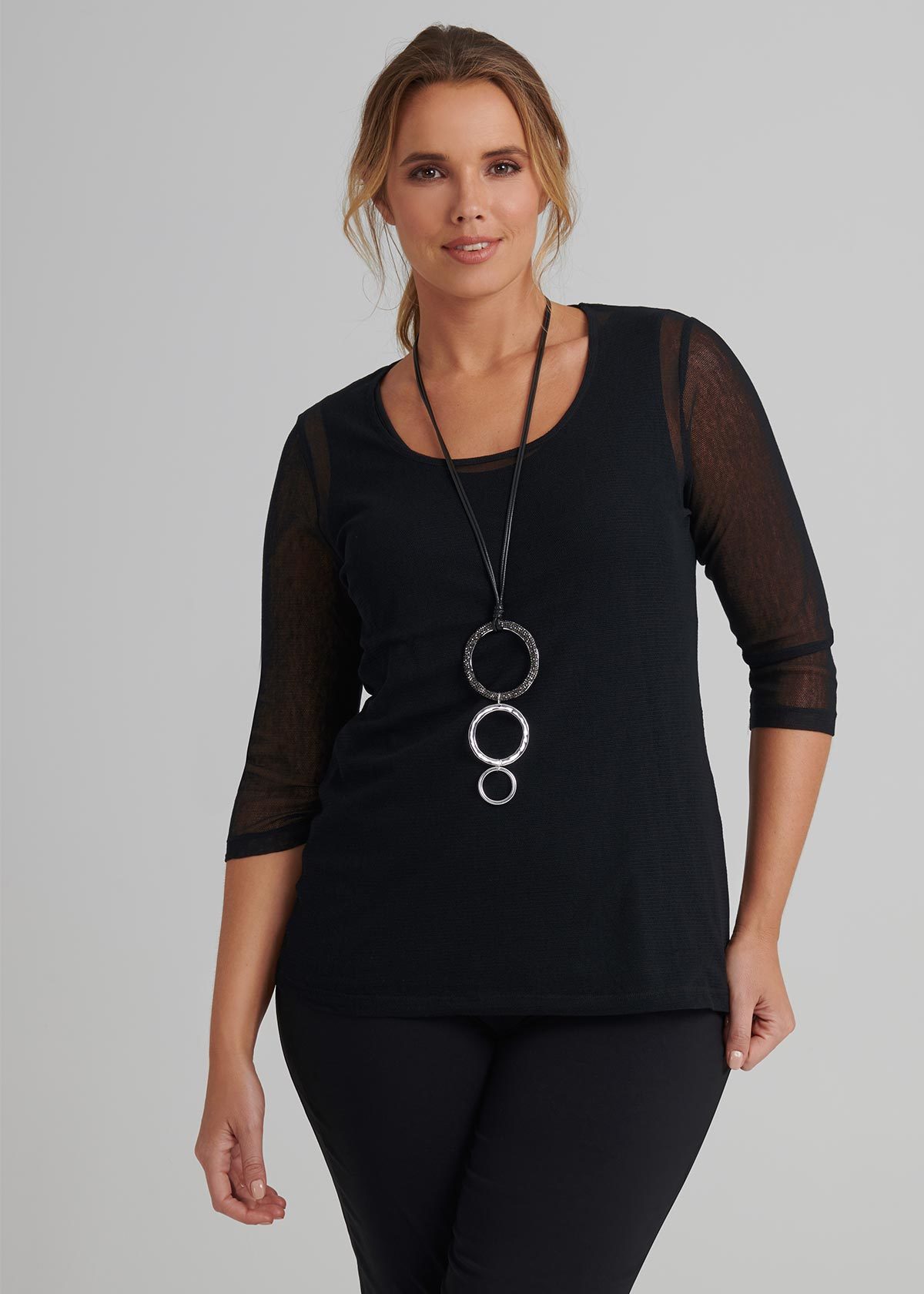 Shop Plus Size Mesh Day To Day Top, Black | Taking Shape AU