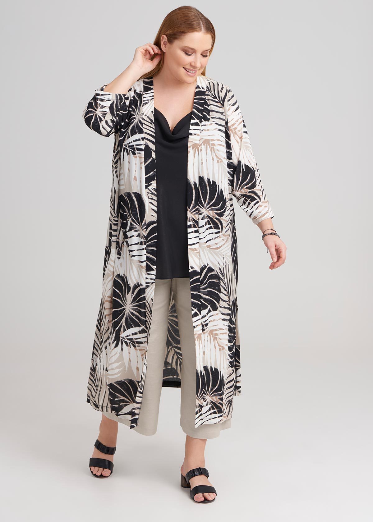 Shop Plus Size Palm Print Duster, Print | Taking Shape AU